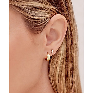 gorjana Women's Rose Huggies, 18k Gold Plated, Minimalist Flat Cuff Huggie Hoop Earrings