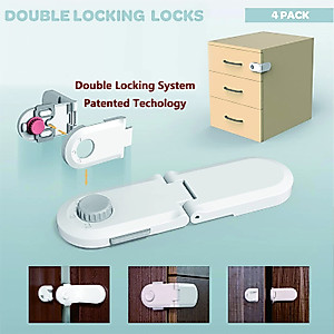 Child Proof Cabinet Latches 22 Pack - Baby Proofing Cabinet Locks for Babies, 3M Adhesive No Drilling, Multi-Purpose for Most Cabinets and Drawers, Fridges, Ovens, Toilet Seats