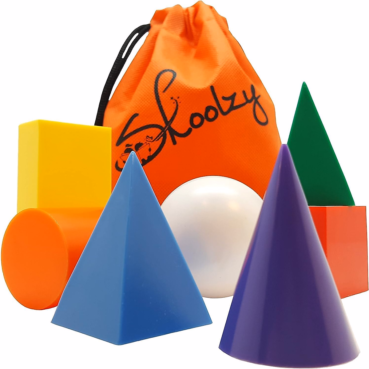 Skoolzy 7 Pcs 3D Shapes for Teaching and Math Manipulatives - Geometric Shapes and Geometric Solids, Math Teacher Supplies, Shapes for Math Manipulatives Kindergarten, 3D Shapes for Geometry Games