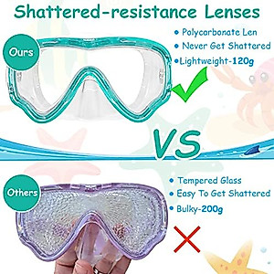 Vvinca Kids-Goggles with Nose Cover, Diving Mask Elastic Fabric Strap Anti Fog Anti Shattered Lens for Kids Swim Goggles 3-14