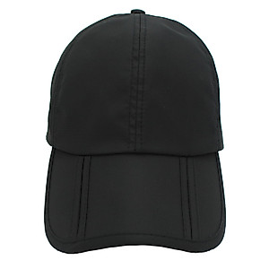 Waterproof Quick-Drying Baseball Cap Foldable Sun Hat Unisex Man Woman Outdoor Sport Camping Tennis Golf Caps Hats (Black)
