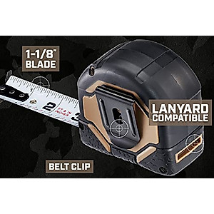 Spec Ops Tools 25-Foot Tape Measure, 1 1/8" Double-Sided Blade, Military-Grade Composite Case, 3% Donated to Veterans,