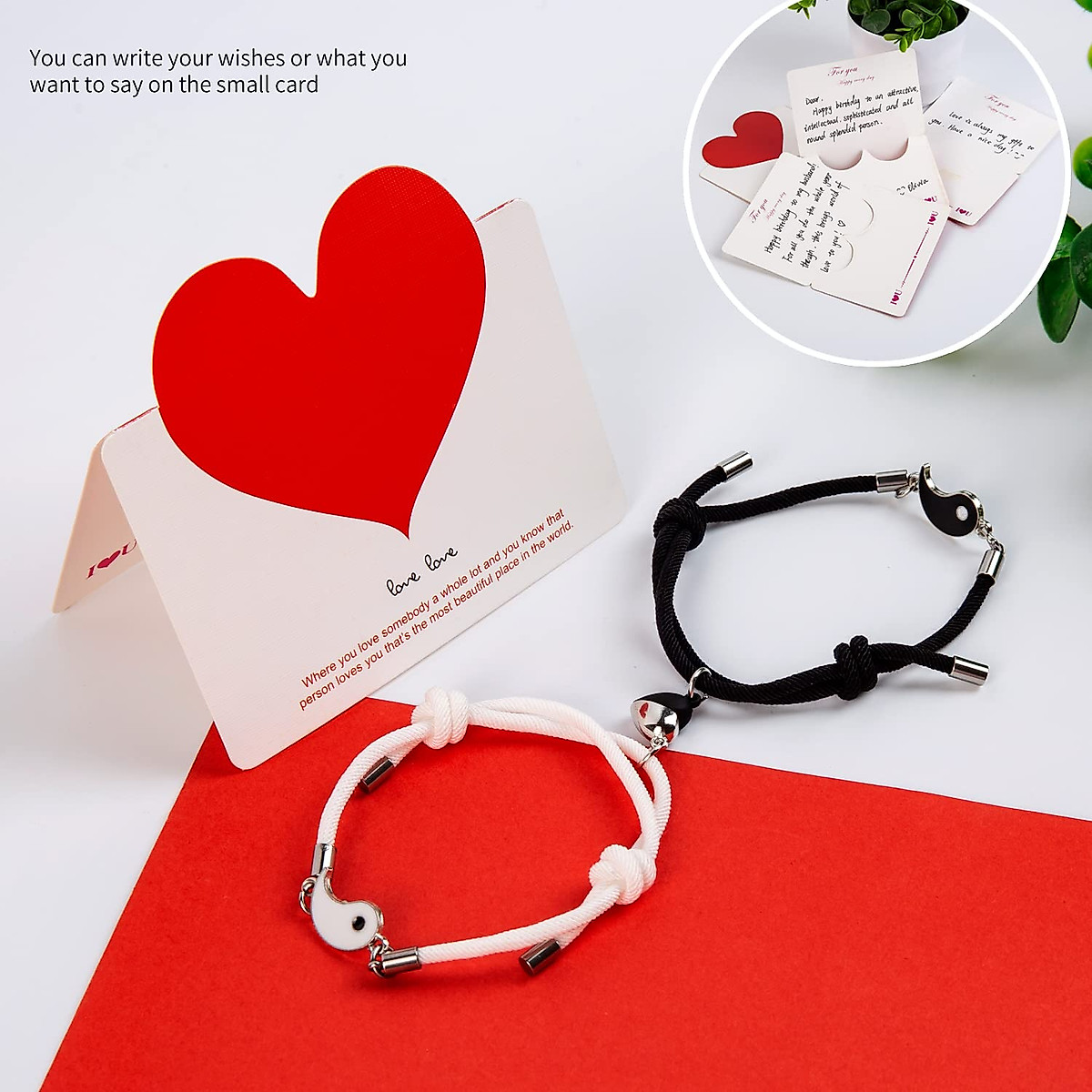 FLYXLH Matching Bracelets for Women Men - Couples Bracelets Magnetic Set, Pendant Bracelets Lovers Gift for Friendship Parent-child (yin yang)