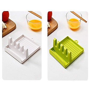 auons Kitchen Utensil Rest, Hanging Design Cooking Spoon Holder for Stove Top,Multifunction Kitchen Spatula Rack, Utensil Rest - 2 Pack (White & Green)