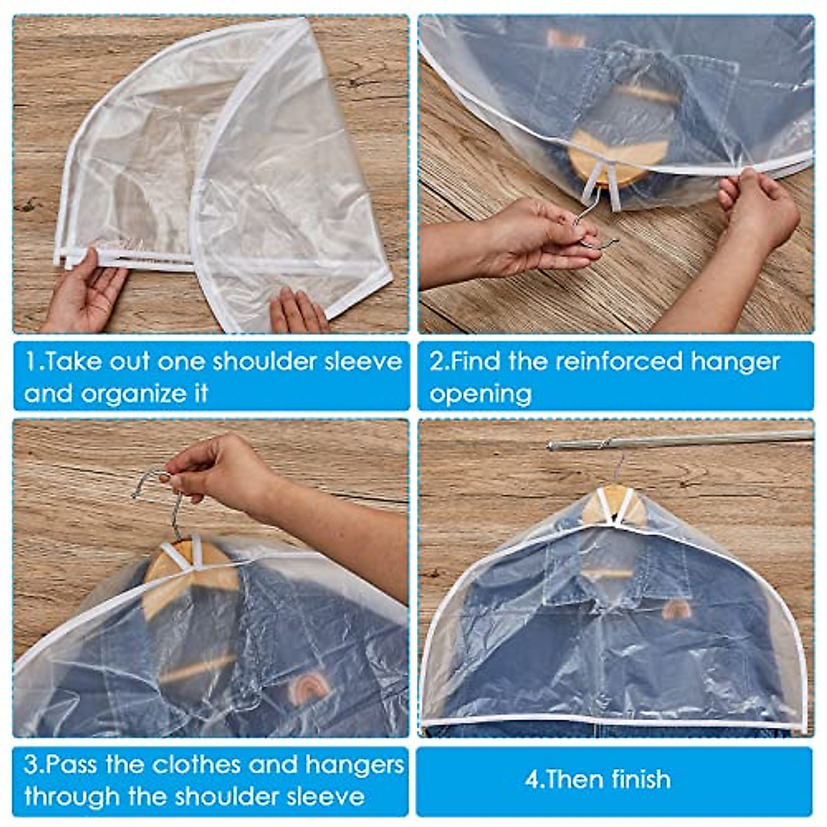 16 Pcs Plastic Clothing Shoulder Covers 4" Gusseted Clear Shoulder Covers for Hanging Clothes Shoulder Covers Plastic Shoulder Hanger Covers Clear Garment Breathable Bag for Jacket Clothing Coat Dress