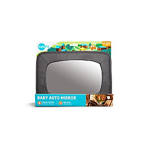 SafeFit Baby Auto Mirror (Crash-tested, Shatter-resistant Mirror) - See Baby while you drive! (12.75 inch X 8.5 inch outside frame dimension, Gray Nylon Frame)