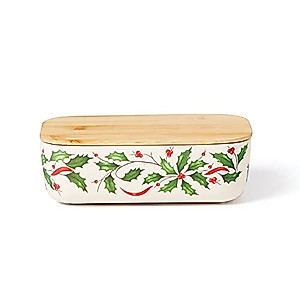 Lenox 893501 Holiday Rectangular Server With Wooden Lid