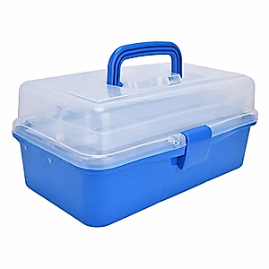 Storage Toolbox 3 Layer Plastic Storage Box Portable Folding Handheld Tool Organizer with Transparent Cover for Indoor Outdoor