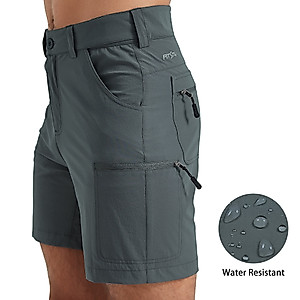 FitsT4 Sports Men’s Cargo Hiking Shorts 7 Inch Stretch Water Resistant Quick Dry Lightweight Outdoor Tactical Shorts,Charcoal,XXL