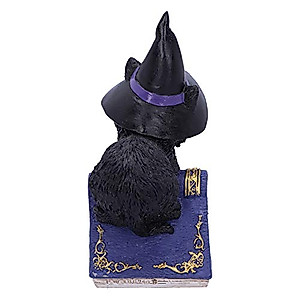 Nemesis Now Pocus Witch's Familiar Black Cat Figurine with Spellbook – Hand-Painted Resin Decoration for Witchcraft and Magic Lovers