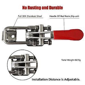 CUKAYO 2pcs Heavy Duty Toggle Clamp Capacity 400LBs, 304 Stainless Steel Adjustable U Bolt Holding Quick Release Latch (40323-2pcs)