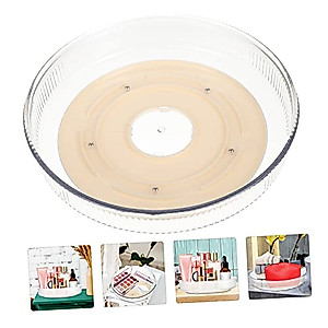 Zerodeko 4pcs rotatable Tray Clear Bathroom Organizer Kitchen Sundries Holder Turntable Round Makeup Storage Tray Dresser Tray Plastic Round Makeup Tray Storage Rack to Rotate Care The pet