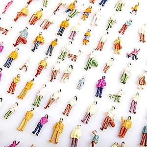 1:100 HO Scale Models People Set, Airlxf 100PCS DIY Resin Scale Figures Tiny People Sitting Mixed Painted Model People Colorful Seated Standing People Train Park Street Passengers Sitting Pose