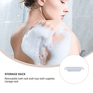 Angoily 1pc Drainer Stretchable Non- Bathtub Shelf Book Retractable Expandable Slip Bottle Tray Bathroom Rack Supplies Bath Organizer Extendable Candle Stand Toy Storing Caddy Bathing