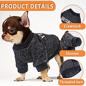 2 Pack Black Security Dog Sweatshirt Fleece Dog Sweaters for Small Dogs Male Warm Dog Winter Clothes Boy Dog Clothes Teacup Chihuahua Clothes Cat Sweater Pet Puppy Outfit Coat Black, XXS