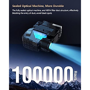 4K Daytime Gaming Projector 1000ANSI, WiFi 6 Bluetooth 1080P FHD Projector with Apps Android TV Home Cinema Indoor Outdoor, 4D/Zoom/PPT/Ceiling Projector for Phone/PC/DVD/Tablet/PS5/Fire Stick