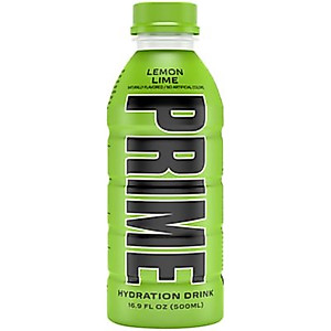 Prime Hydration Drink Lemon Lime 16.9oz Bottles, 12 Units, With V2U Custom Koozie