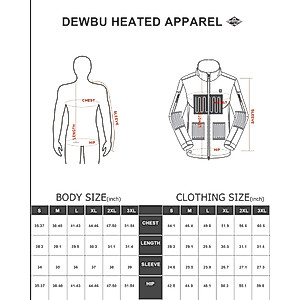 DEWBU Soft Shell Heated Jacket for Men with 12V Battery Pack and Detachable Hood Outdoor Electric Heating Coat, Black, M