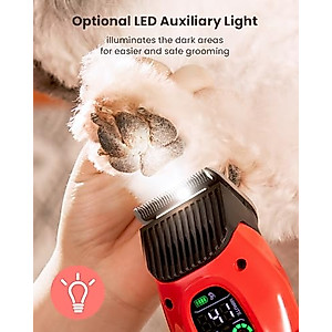 DOG CARE Smart Dog Clippers, Cordless Grooming Clipper Kit with Heatproof Blades, LED Display, 3 Speeds, Auxiliary Light, Rechargeable Heavy-Duty Professional Pet Hair Trimmer Shaver for Dog Cat