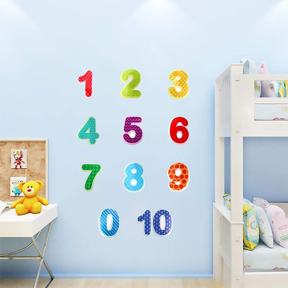 OOTSR 1-10 Number Wall Decals, Removable Wall Decals Stickers Decor, Colourful Number Wall Stickers for Nursery Bedroom Living Room décor