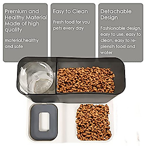 Koquena 2 in 1 Automatic Feeder Dog Water Fountain Pet Gravity Self Feeding Food and Water Dispenser for Small Medium Big Pets Grey