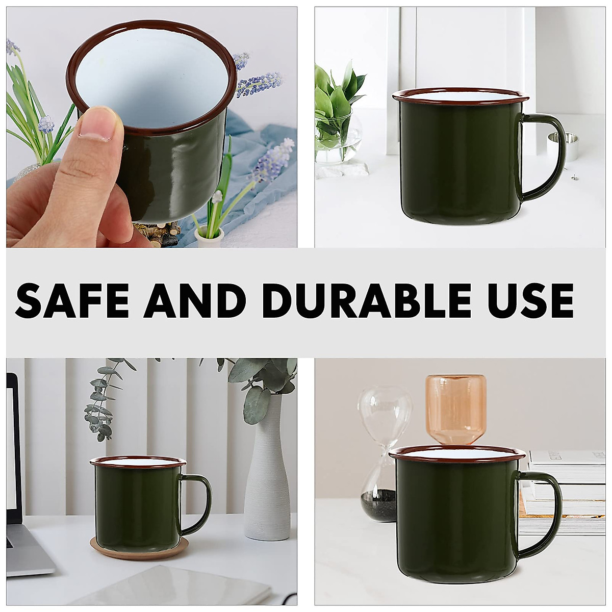 Hemoton Hiking Backpack Enamel Mug Cup Enamel Mug Vintage Iron Water Cup Small Tass Hot Pot Coffee Tin Mug Metal Camping Cup for Tea Beverage Whiskey Wine (Green) Hot Cocoa Mug Camping Gear