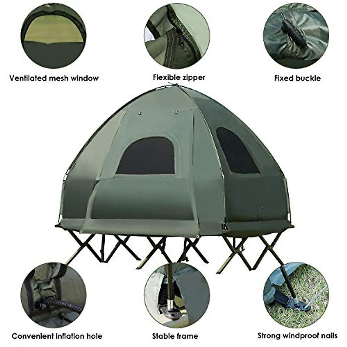 UMTEC 2-Person Compact Portable PopUp Tent Air Mattress and Sleeping Bag