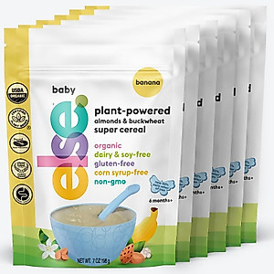 Else Nutrition Baby Cereal Stage 1 for 6 months+, High Iron, Plant Protein, Organic, Whole foods, Vitamins and Minerals (Banana-High Iron, 6 Pack)
