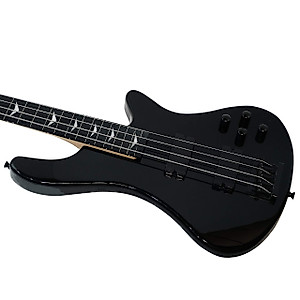 4 String Black Fretless Electric Bass, Bolt-on Maple Neck, Poplar Body