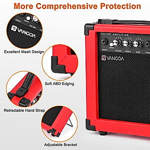 Vangoa Electric Guitar Amp, 10W Combo Amplifier for Electric Guitar Mini Portable Acoustic Guitar Amp with Headphone Jack and Distortion Tone,Red