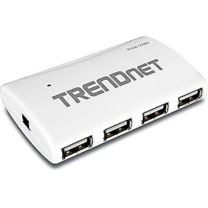 TRENDnet USB 2.0 7-Port High Speed Hub, 5V/2A Power Adapter, Up to 480 Mbps USB 2.0 Connection Speeds, 10 Watts Total Power, Compatible with Windows, Mac, and Linux, White, TU2-700