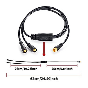 baluoqi Electric Bike 1T2 Cable for BAFANG BBS Mid Motor Y-Splitter Extending Wire with 3 Pin Connector Works with Shift Sensor and Brakes