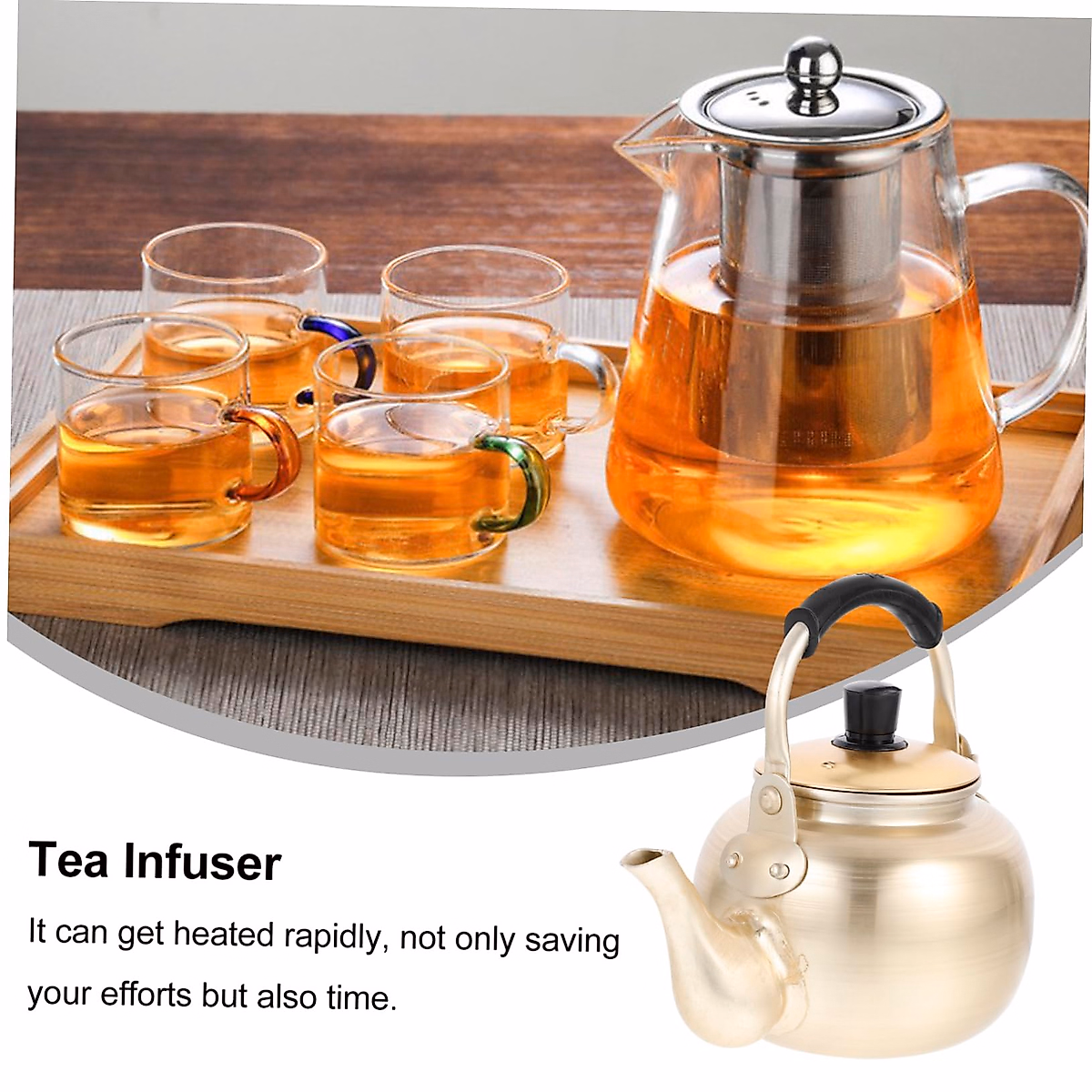 HEMOTON Tea Serving Kettle Household Korean Raw Rice Wine Storage Aluminium Kettle Pot Anti Leak Water Soup Kettle for Home Restaurant Kitchen 2L