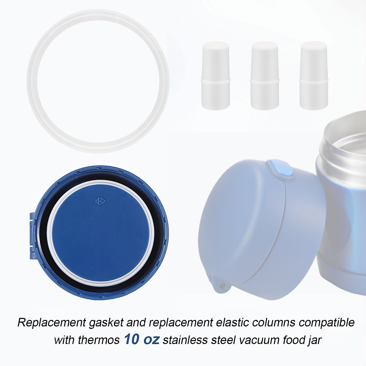 3pcs Food Jar Gaskets, Silicone Replacement O Ring with 3 Replacement Elastic Columns Replacement Lid Seals Food Jar Replacements Compatible with Thermos Funtainer 10 oz Food Jar