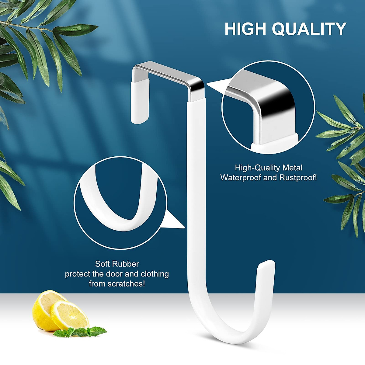 DAJIANG Over Door Hooks, 4 Pack - Soft Rubber, Prevent Scratches, For Hanging Clothes, Towels, Bags in Bathroom, Bedroom, Kitchen