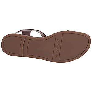 Franco Sarto Womens Glenni Ankle Strap Flat Sandals, Dark Brown, 8.5