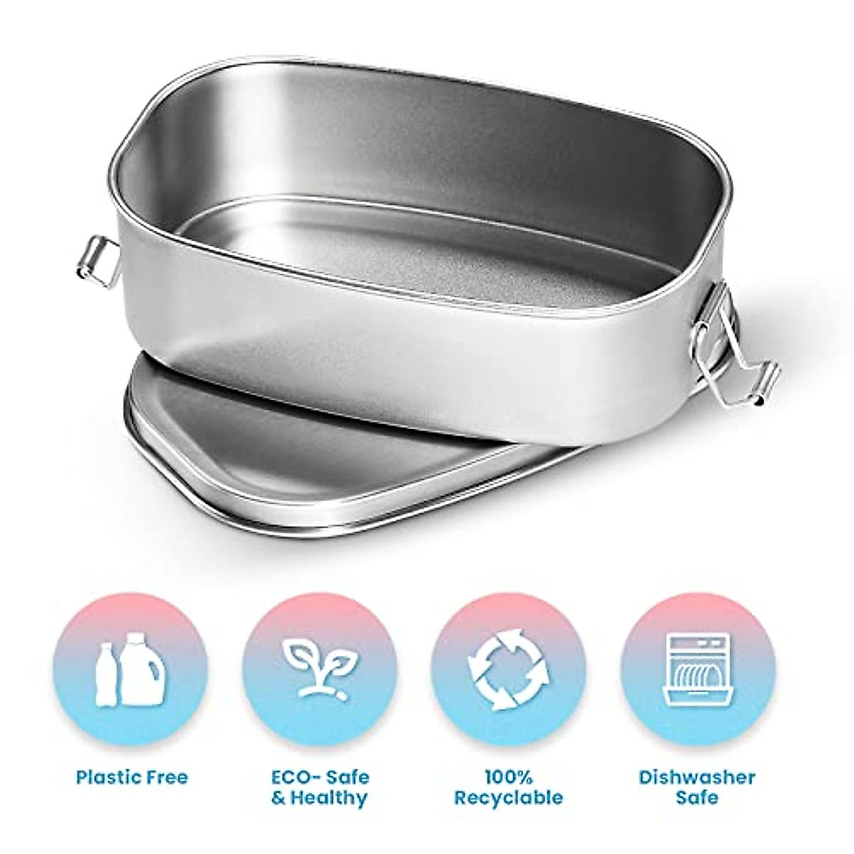 Dailyart Stainless Steel Bento Box, Small Metal Lunch Containers, 304 Stainless Steel Snack Food Containers Metal Bento Box for Kids & Adults, Dishwasher Safe, 550 ml/18.6 oz (Set of 2)