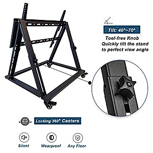BIGalleons Low Height Mobile TV Stand, Confidence Monitor Stand, Rolling TV Mount with Wheel for 32-70 inch Flat Curved Screen TV, LED LCD, 30° Adjustable Viewing Angle (Pro-Version)