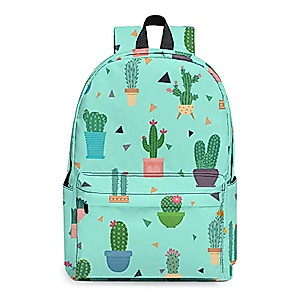 Cute Cactus Backpack for Girls Boys, Lightweight Waterproof Cactus Schoulder Bag Daypack for Toddle, Leisure Backpack for Girls Teenages Leptop Bag Travel Hiking