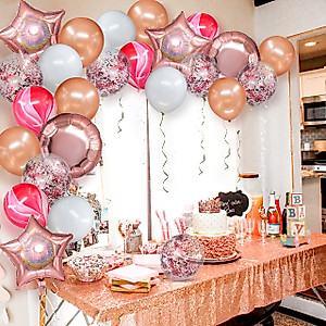 Decor365 Rose Gold Balloons Rose Gold Party Decoration Confetti Pink White Rose Gold Balloon Garland for Birthday Wedding Engagement Bridal Shower Bachelorette Baby Shower Anniversary Party Supplies