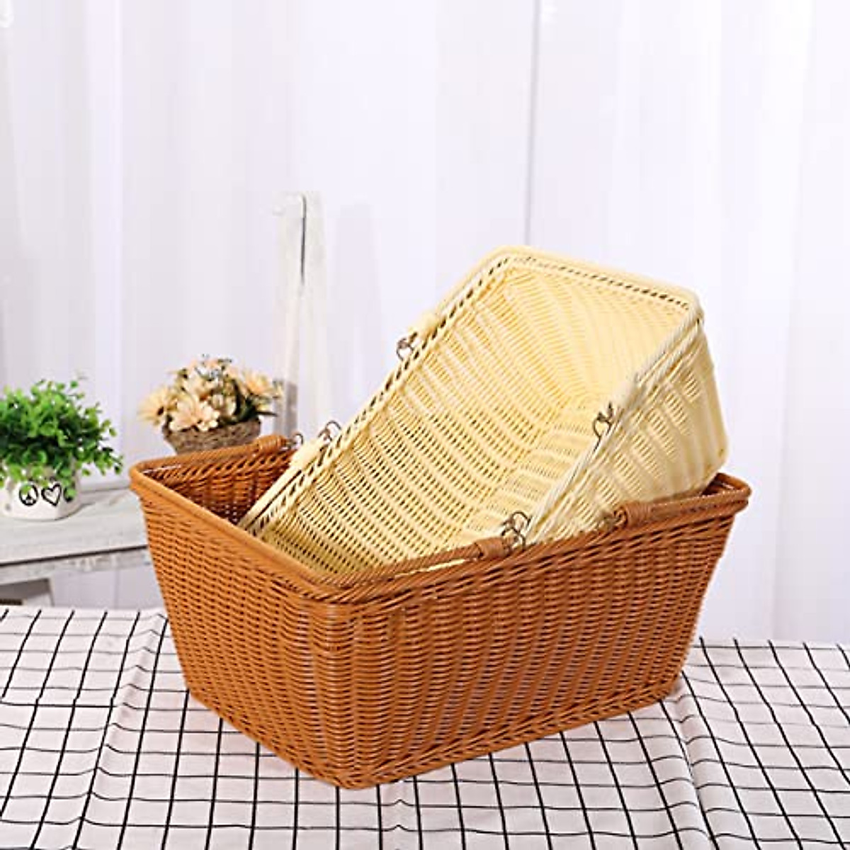 Alipis Sundries Flower S Shape Store Shopping Bincookie Lid with Party Wicker Wine Light Practical Woven Vase Organizer Bags Household and Willow Bamboo Candy Vegetable Bin Easter Bread