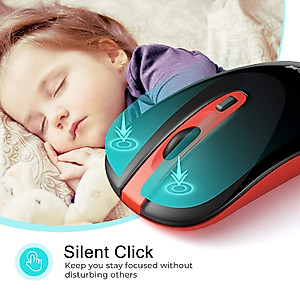 LeadsaiL Wireless Computer Mouse, 2.4G Portable Slim USB Mouse, Silent Click Cordless Mouse 3 Adjustable Levels, 4 Buttons Laptop Mouse for Windows Mac PC Notebook