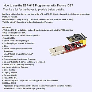 Wishiot ESP-01S Programmer USB to ESP-01 Adapter ESP8266 Wireless WiFi Module Wi-Fi CH340G UART PORG, 4.5-5.5V 115200 Baud Rate 2PCS