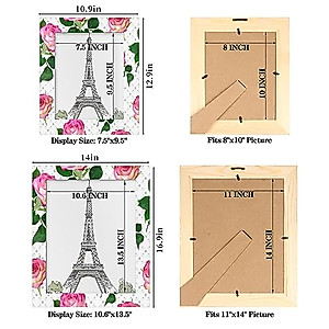 POFATO Plant Pink Rose 8x10 Picture Frame Wood Photo Frame for Tabletop Display Wall Mount Picture Frame Display 8 x 10 Inch Photo Wall Decor Home Gift Frames