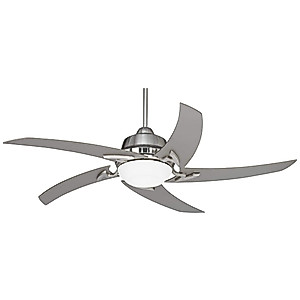 Casa Vieja 52" Capri Modern Indoor Ceiling Fan with LED Light Remote Control Brushed Nickel Silver White Opal Glass for Living Kitchen House Bedroom Family Dining Home Office Kids Room