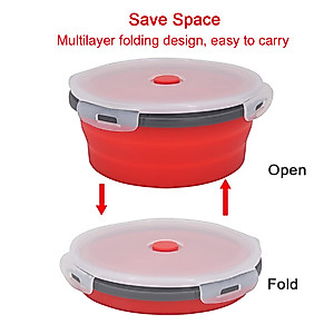 Guyuyii 4 Pack Collapsible Bowls for Camping - Space-Saving, Microwave, Dishwasher and Freezer Safe Camping Bowl with Lid for Travel, RV, Outdoor Adventures - 4 Sizes (1200 ml, 800 ml, 500 ml, 350 ml)