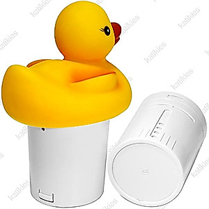 Pool Dispenser Duck Design Ajustable as a Spa Chlorinator Large Capacity Floating Chlorine Dispenser Duck for Indoor & Outdoor Swimm Yellow