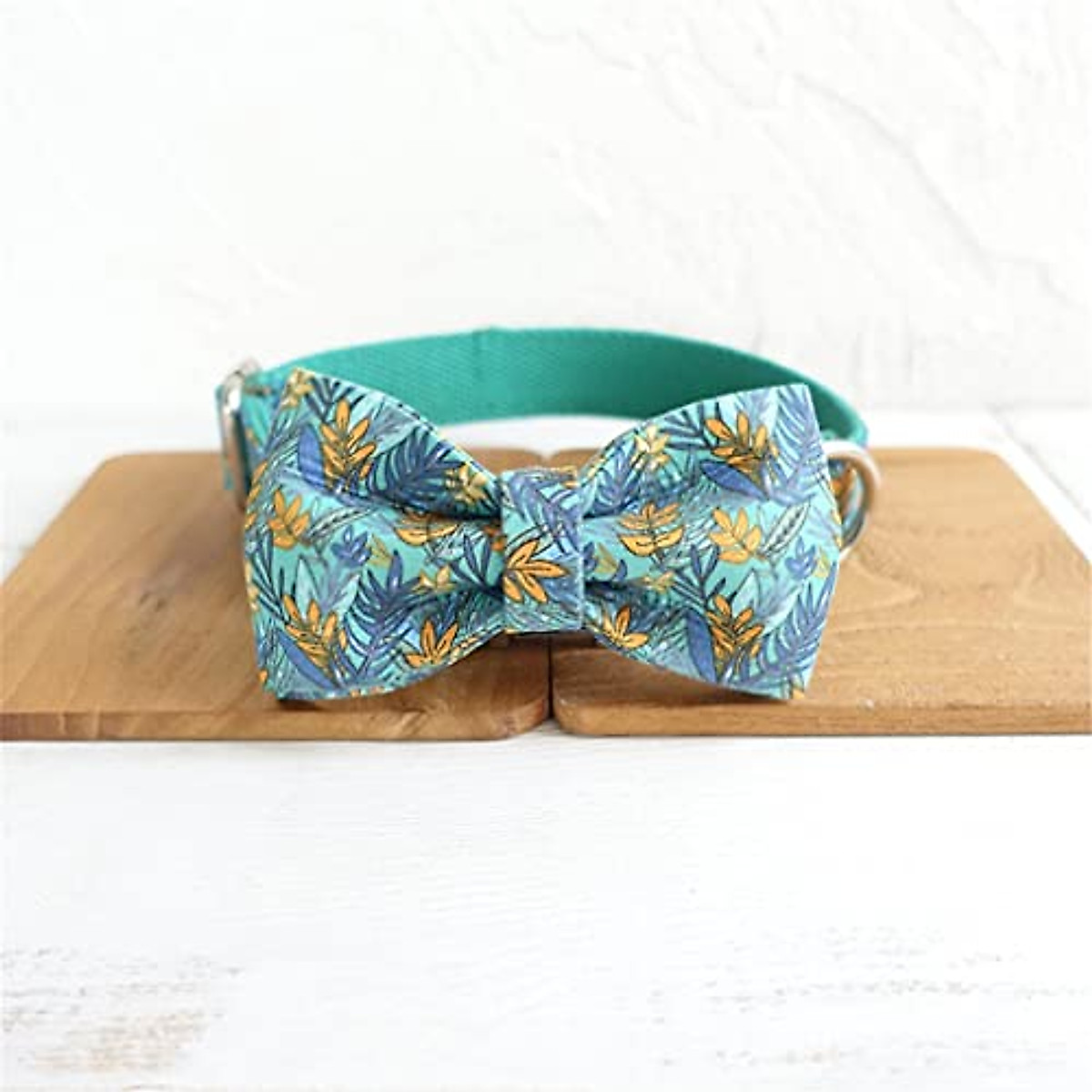 FLOYINM Personalized ID Dog Collar and Leash Set Turquoise Designer Pet Collar with Bow Quick Release Adjustable Dog Collar Walking Lead (Color : C, Size : L)