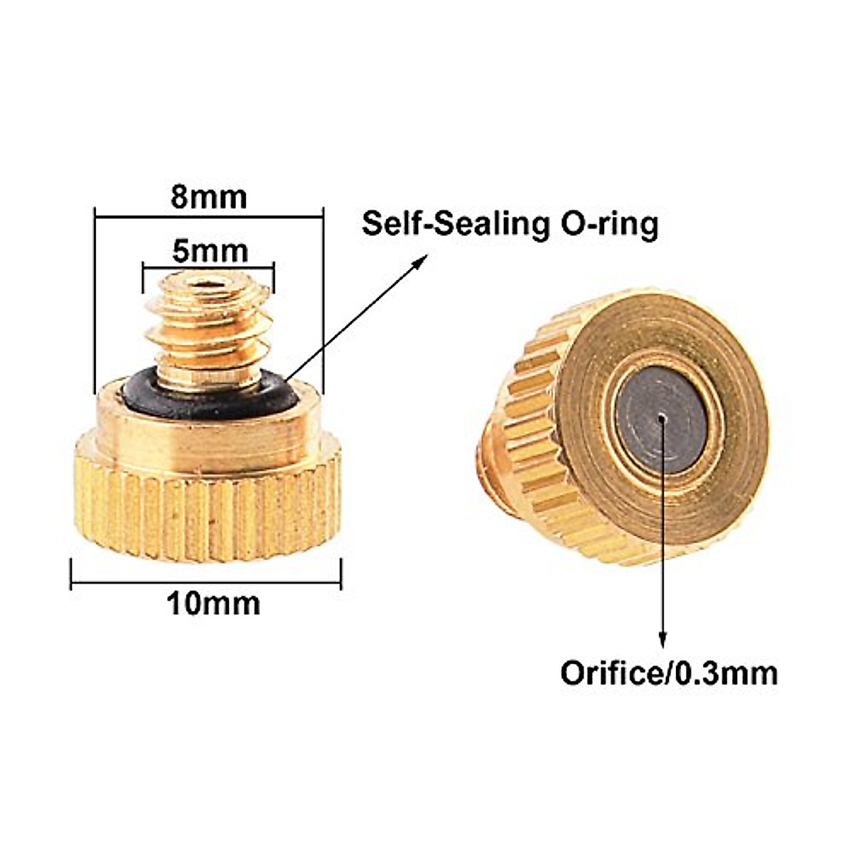 Sunmns 20 Pack Brass Misting Nozzles for Outdoor Cooling System and Dust Control, 0.012 Inch Hole (0.3 mm) 10/24 UNC