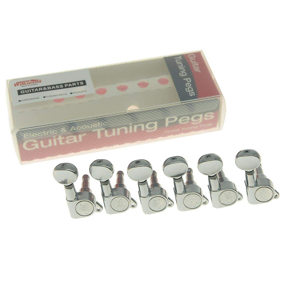 Wilkinson 6 Inline Chrome E-Z-LOK Post Guitar Tuners E-Z Post Guitar Tuning Keys Machine Heads with Mini Oval Button Chrome/Black/Gold